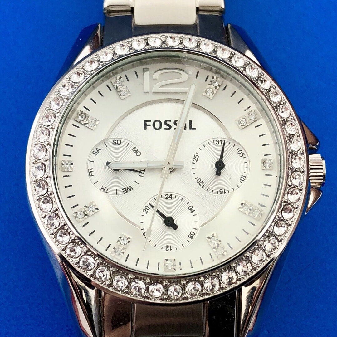 Fossil Ladies Riley Multi Functional ES3202 Chronograph CZ Stainless ...