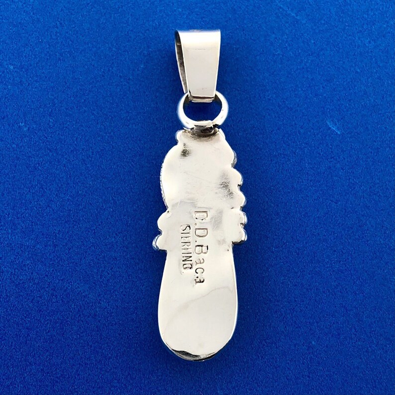 Navajo Designer D.D. Baca Sterling Silver Turquoise Teardrop Floral ...