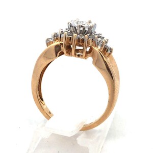 14K Yellow Gold Diamond Waterfall Cluster Engagement Cocktail Bridal ...