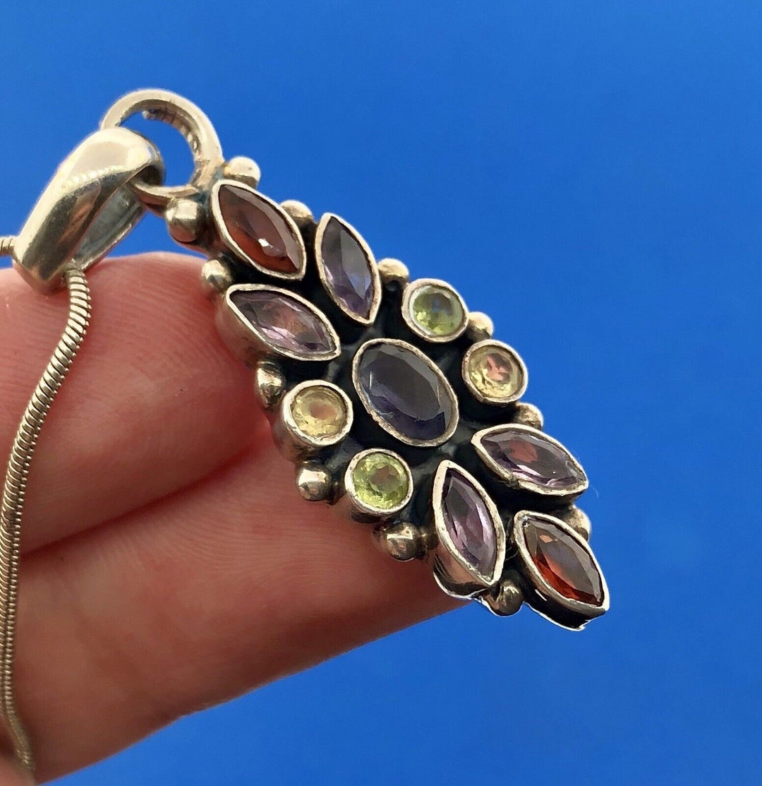 Vintage Designer FAS Italy Sterling Silver 925 Multi Stone Pendant ...