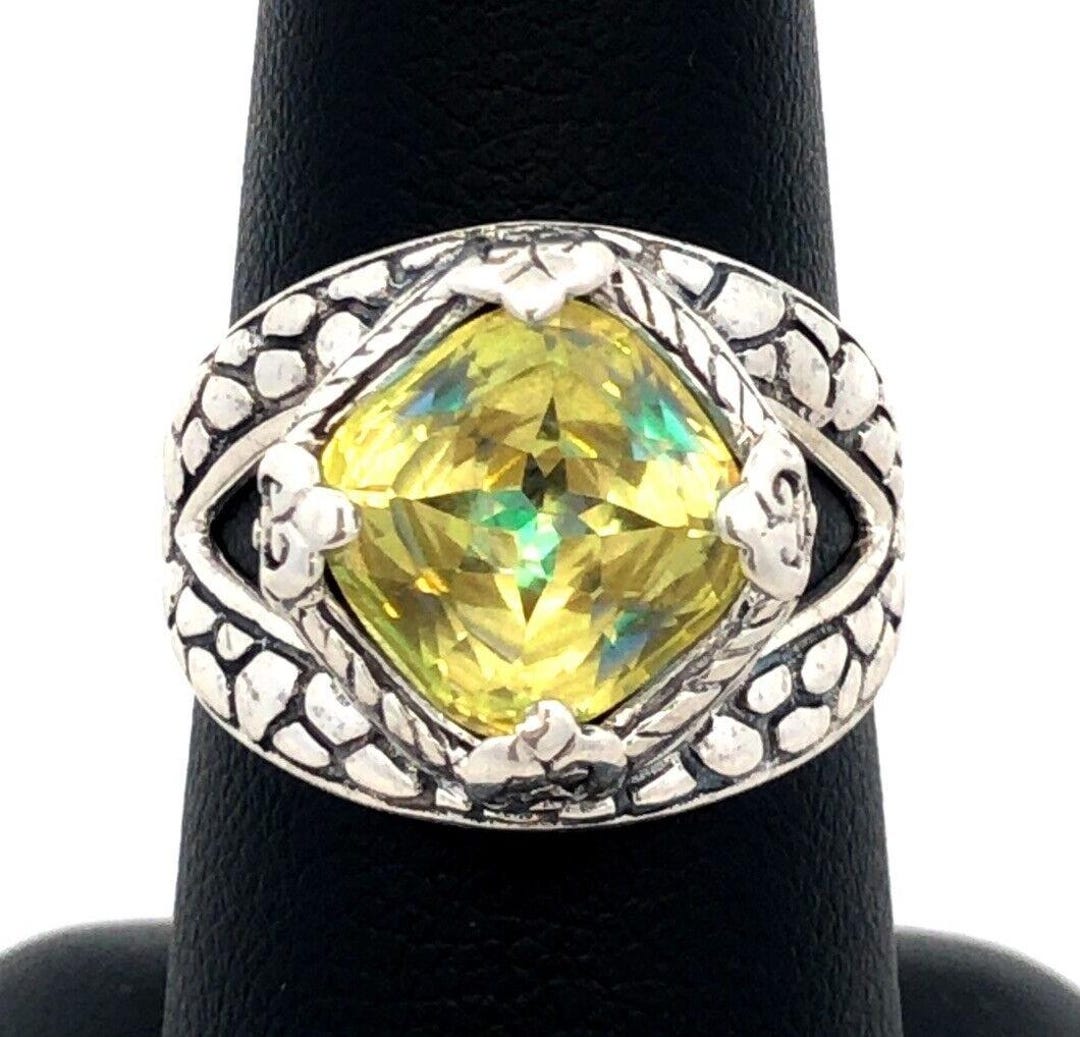 SARDA 925 Sterling Silver Square Path of Light Jealous Yellow Mystic ...