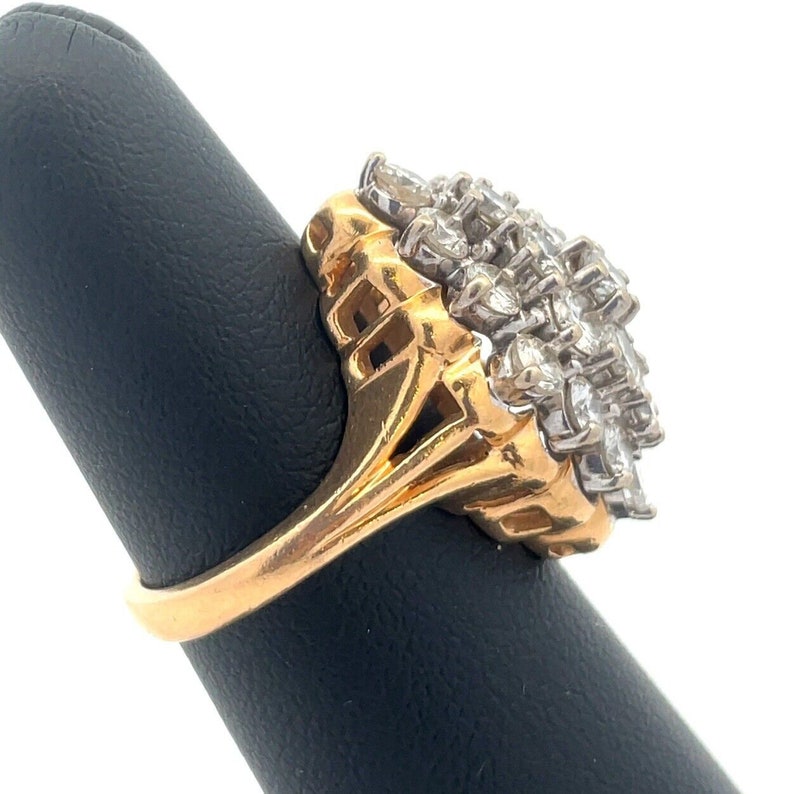 Vintage Designer 14K Yellow Gold Diamond Cluster Waterfall Cocktail ...
