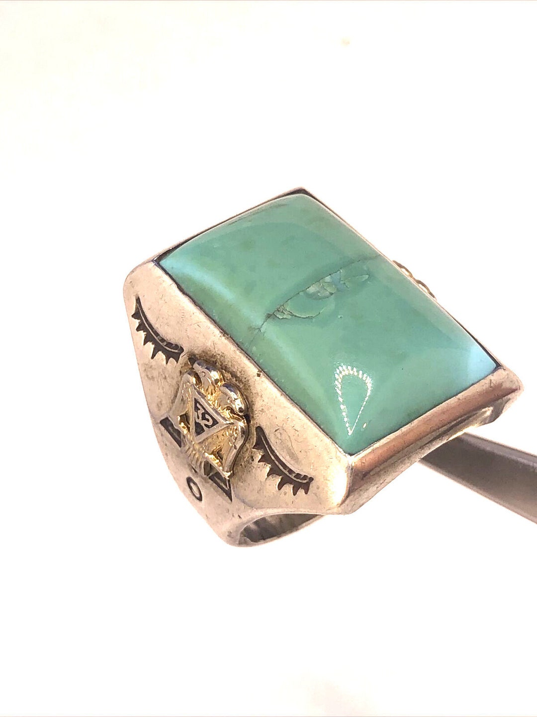 Freemason Two Tone Sterling Silver Turquoise Double Eagle Level 32 ...