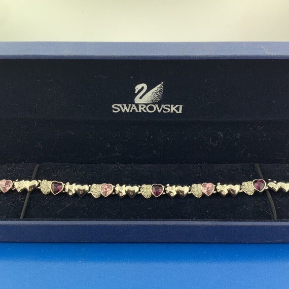 Swarovski Silver Toned Purple Pink Diamond Crystal He… - Gem