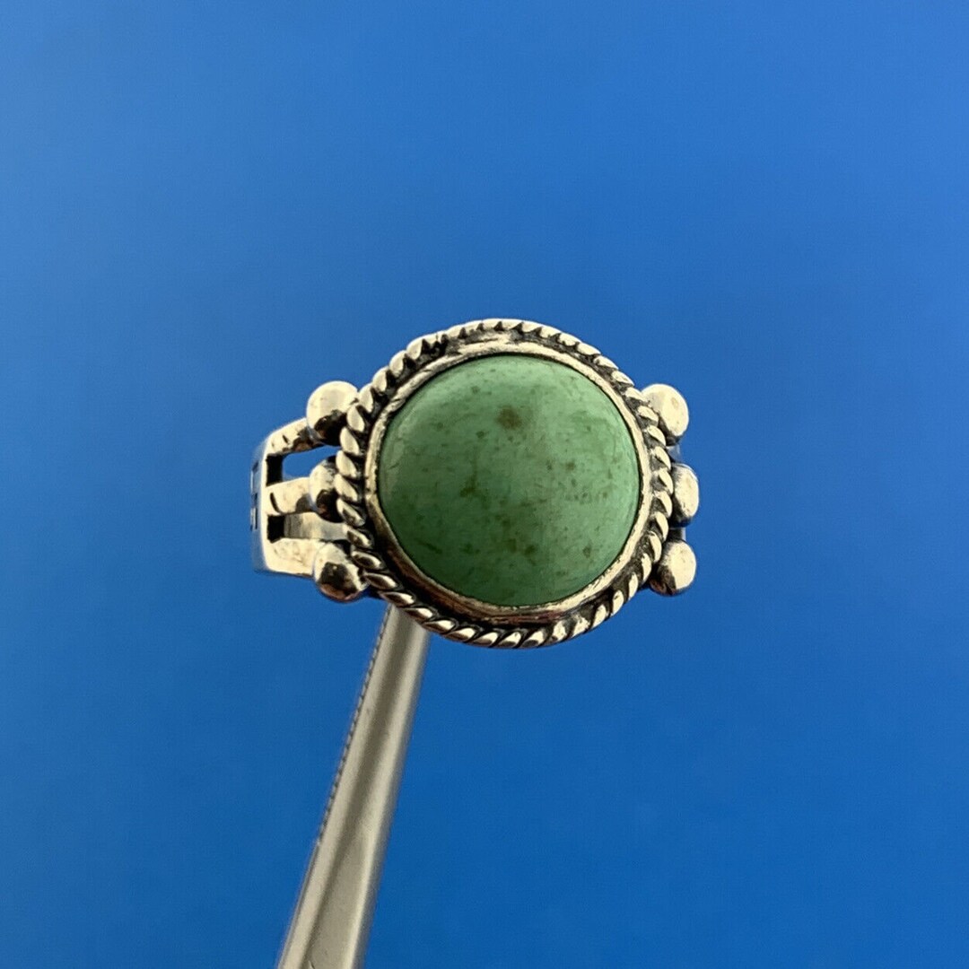 Vintage Native American 925 Sterling Silver Green Turquoise Storyteller ...