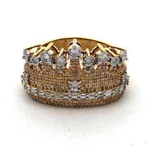 Designer Dadwani 10K Yellow Gold Diamond Pave Crown Statement Ring - Etsy