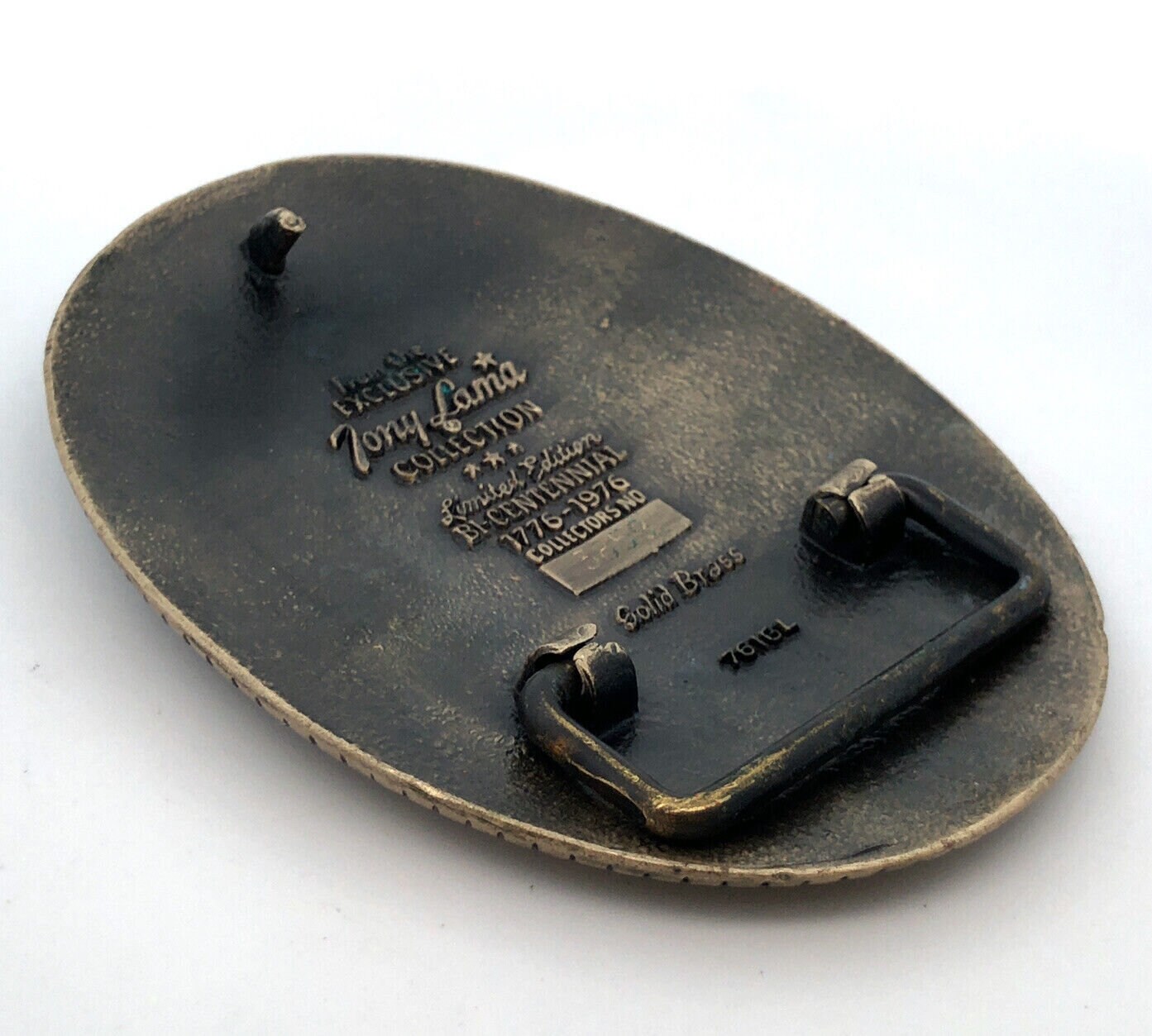 1976 Tony Lama Bicentennial Quarter Horse Racing Oval Brass Belt Buckle ...