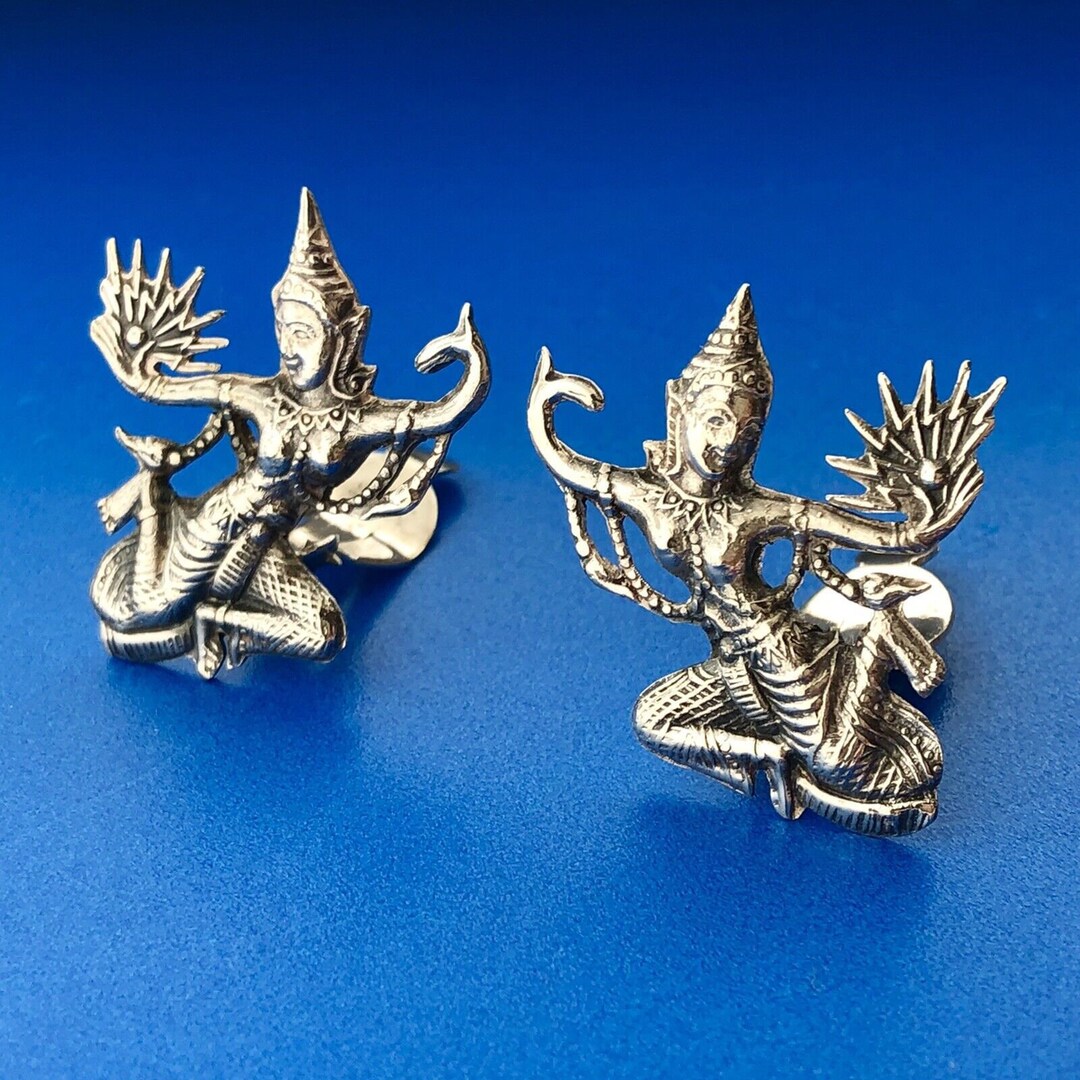 Estate Siam 925 Sterling Silver Dancing Buddha Fan Fertility Clip ...