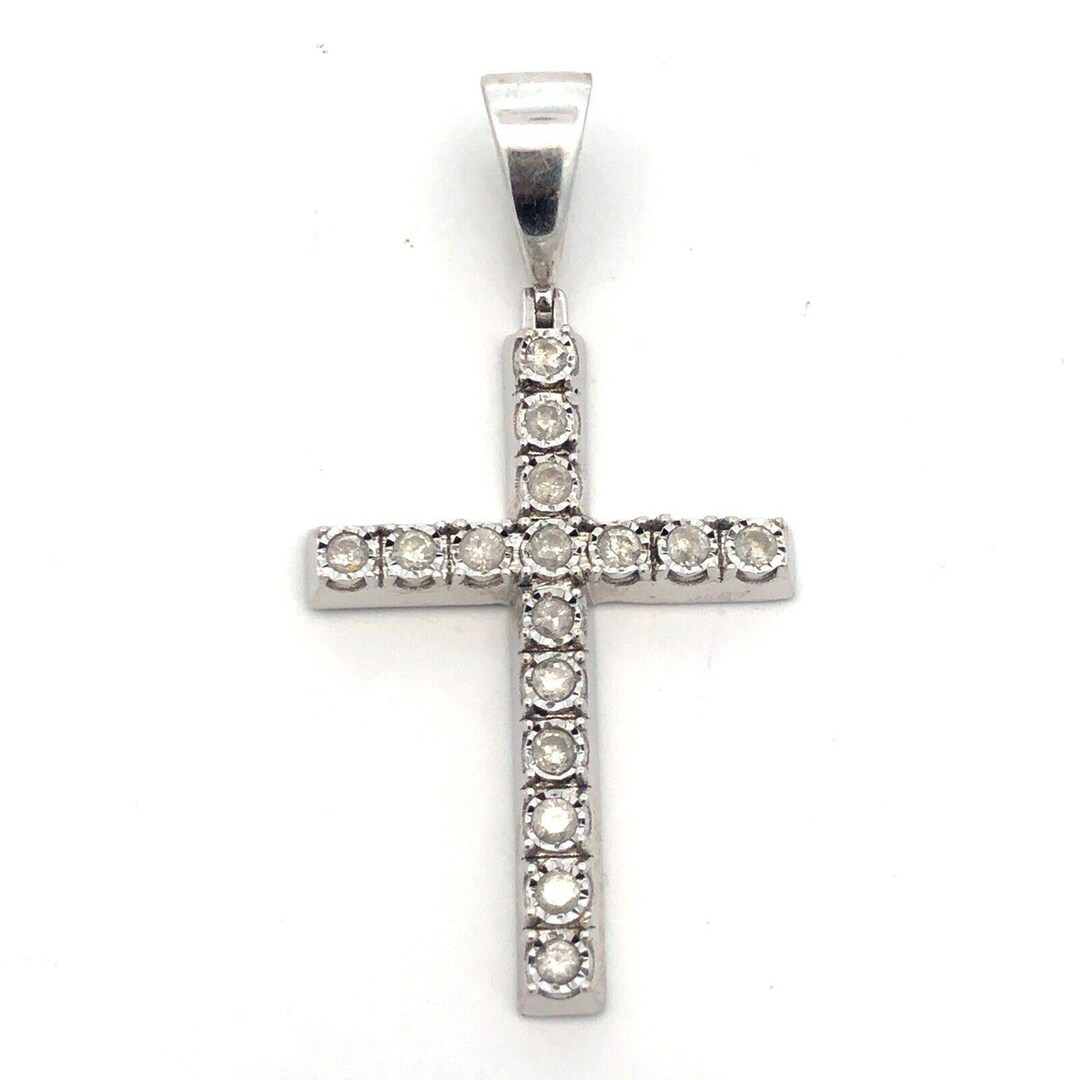 Designer Dadwani 10K White Gold Diamond Religious Communion Unisex ...
