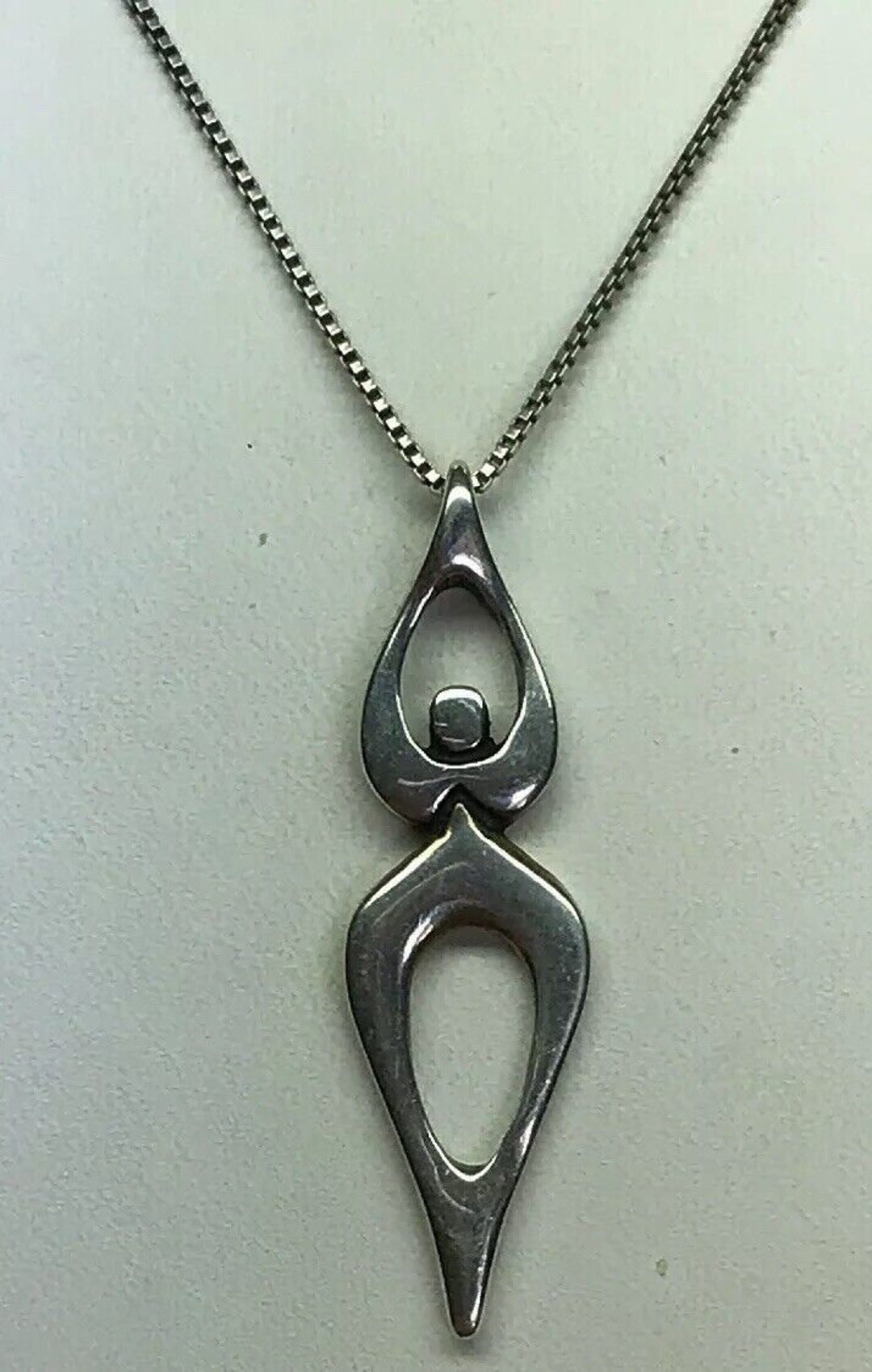 Sterling Silver 925 Modernist Female Figure Goddess Fertility Necklace ...