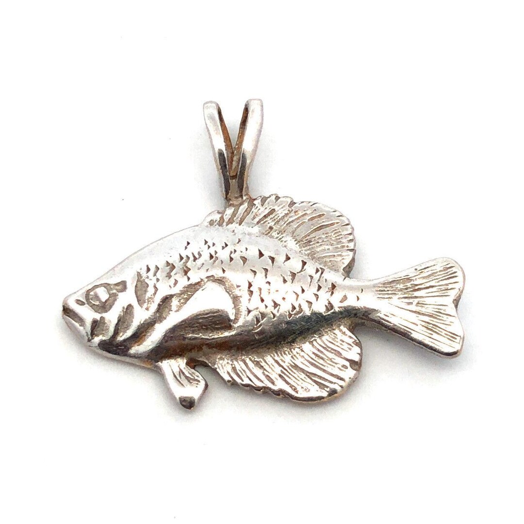Vintage 14K White Gold Bass Crappie Textured Fish Fisherman Pendant - Etsy