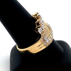 Designer Dadwani 10K Yellow Gold Diamond Pave Crown Statement Ring - Etsy