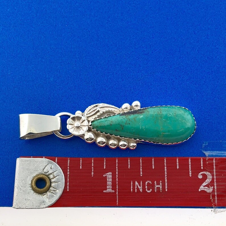 Navajo Designer D.D. Baca Sterling Silver Turquoise Teardrop Floral ...