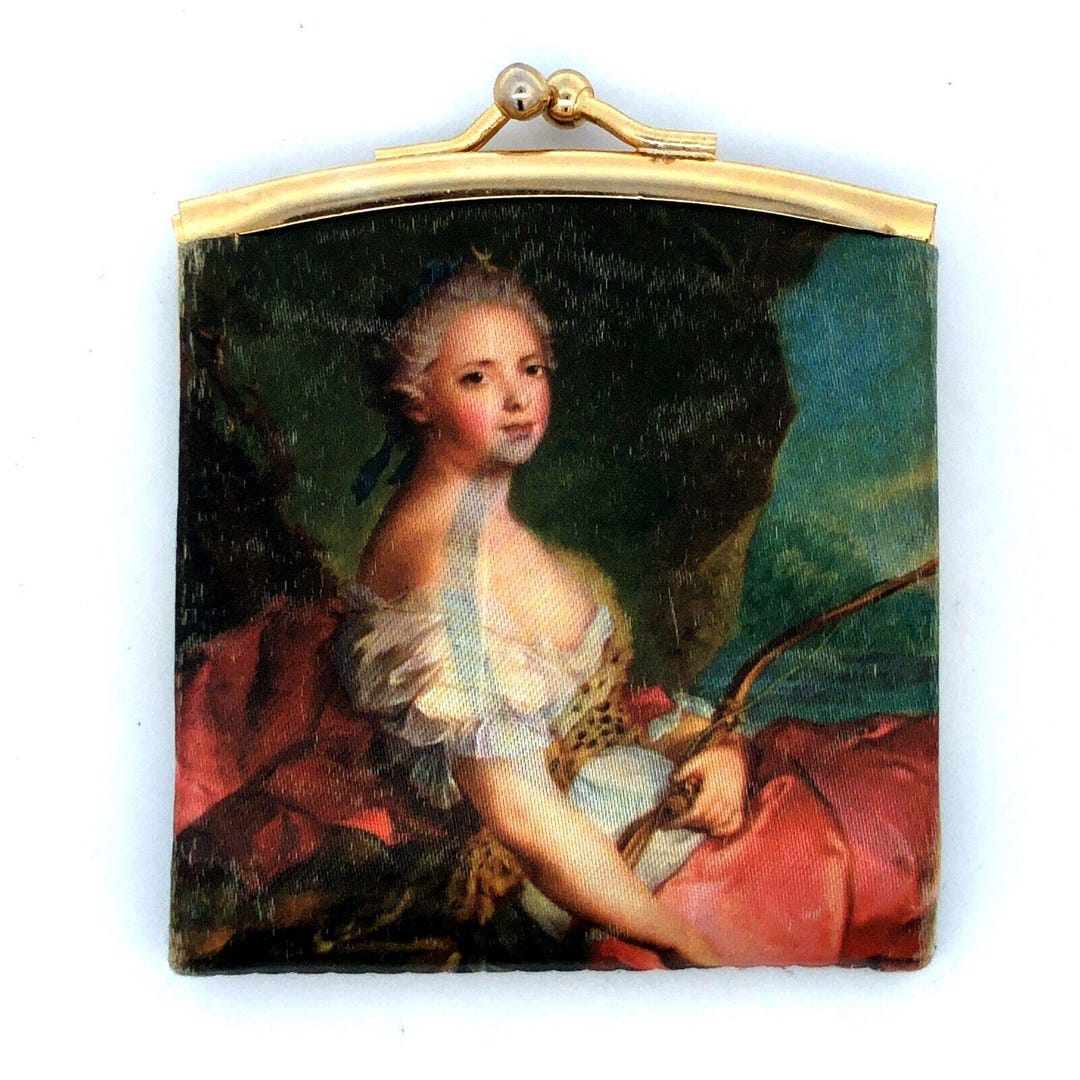 Vintage Italy Rococo French Garden Scene Silk Screen Kiss Lock Coin ...