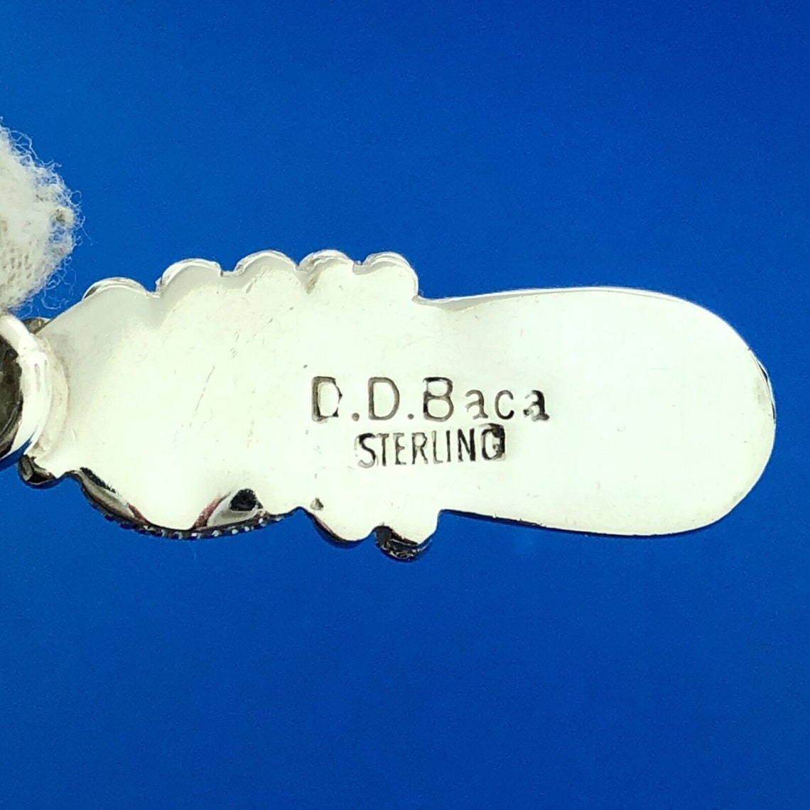 Navajo Designer D.D. Baca Sterling Silver Turquoise Teardrop Floral ...