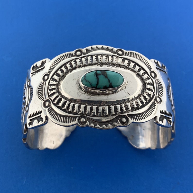 Rudy Willie Joe Delgarito Navajo 925 Sterling Silver Turquoise Cuff ...