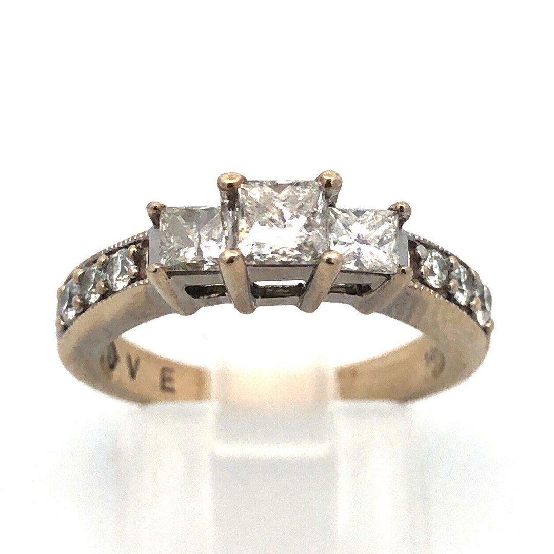 Gorgeous 14k White Gold IKS Triple Princess Diamond Engagement Ring ...