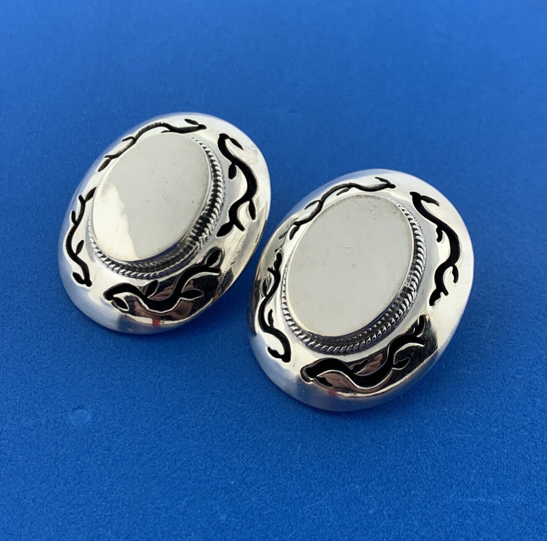 Sterling Silver 925 Native American Concho Design Engravable Oval Disc ...
