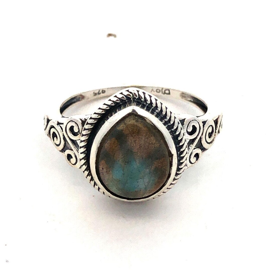 Designer D'joy 925 Sterling Silver Pear Cabochon Labradorite Filigree ...