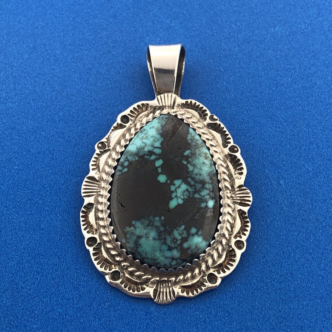 Native American Artisan Sterling Silver 925 Turquoise Cabochon ...