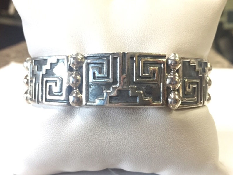 Sterling Silver JR Heavy Mexico 925 Aztec Design Beaded Bracelet - Etsy