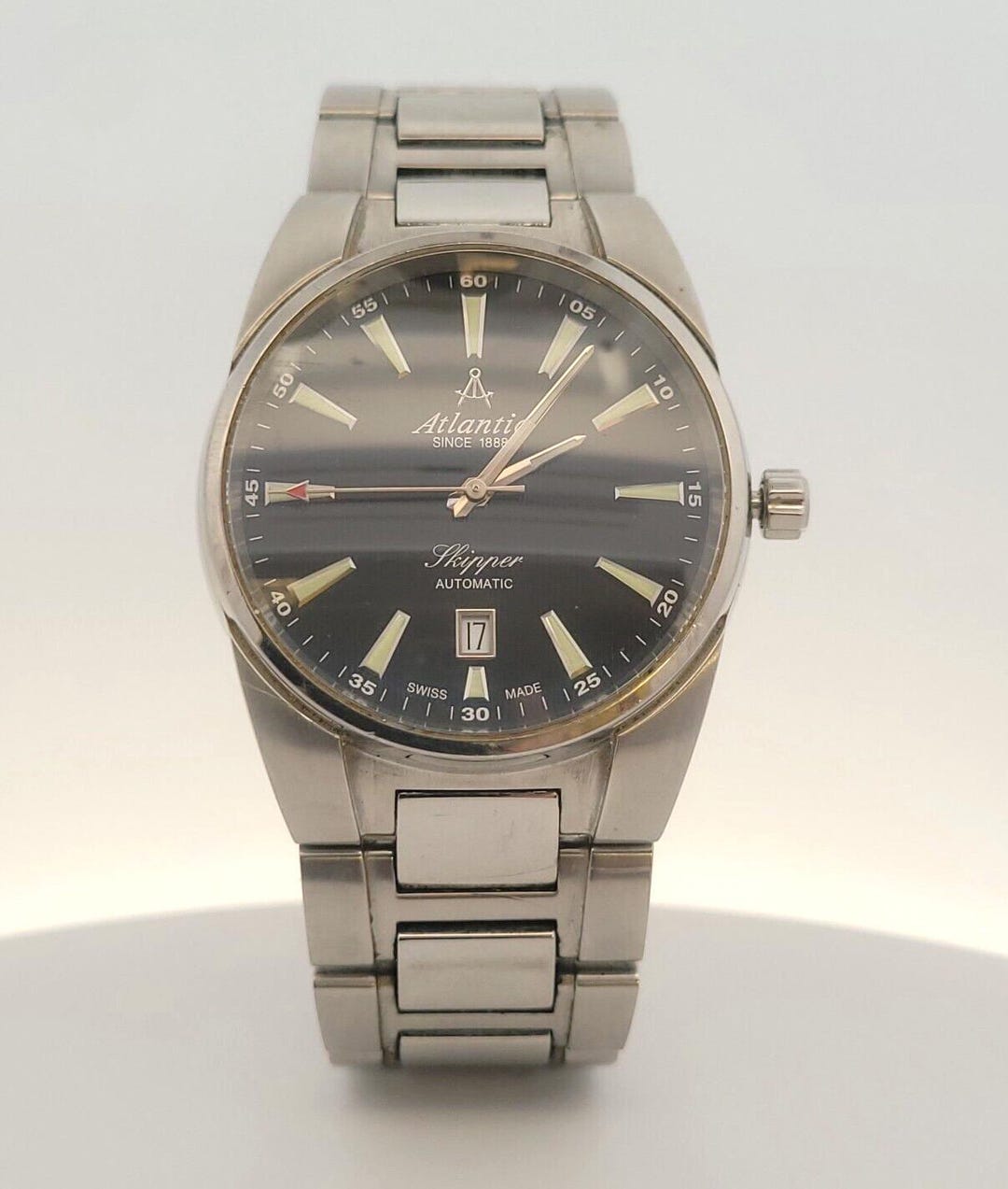 Atlantic Skipper Automatic Stainless Steel 42mm Black Dial Men's Watch ...