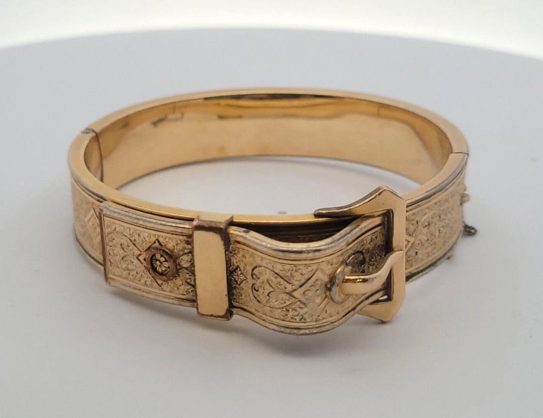 Vintage 10K Gold-filled Faux Belt Buckle Victorian Style Hinge Bangle ...