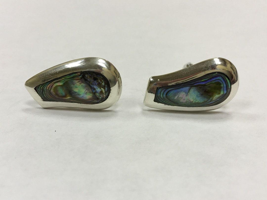 Sterling Silver Mexican Abalone Shell Cuff Links - Etsy