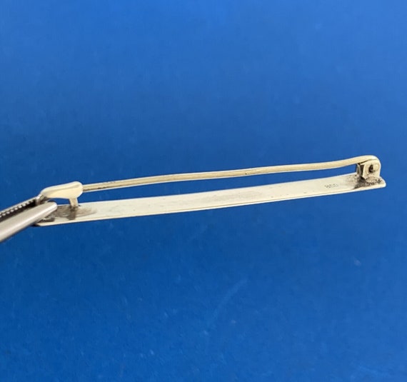 Antique 800 Fine Silver Floral Scroll Bar Pin Brooch - Gem