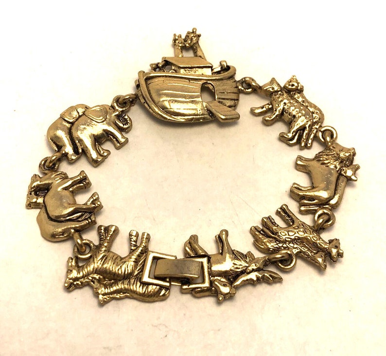 Designer Gold Tone Noah's Ark 2x2 Animals Religious Tennis Bracelet - Etsy
