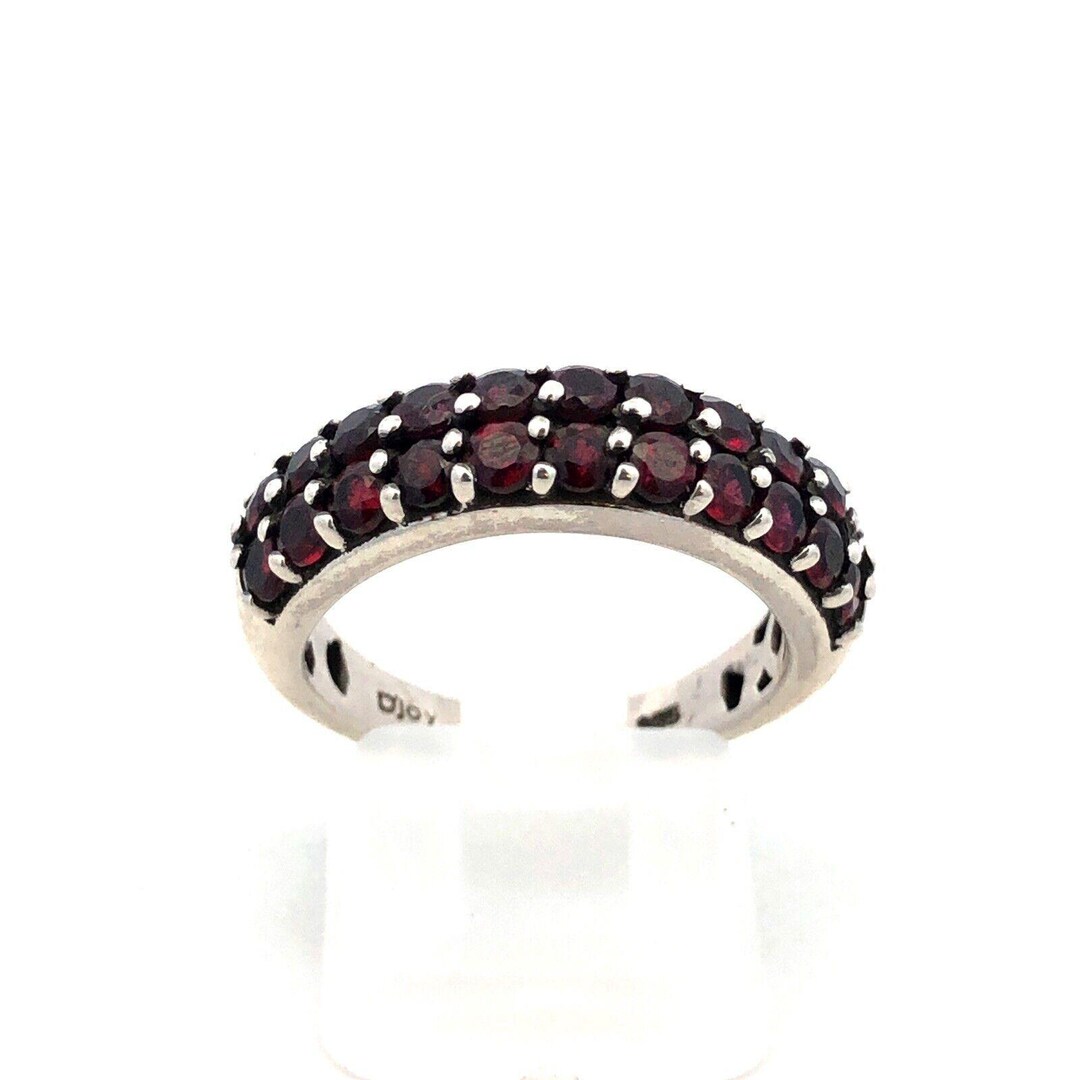 Designer Djoy 925 Sterling Silver Round Garnet Stackable Anniversary ...