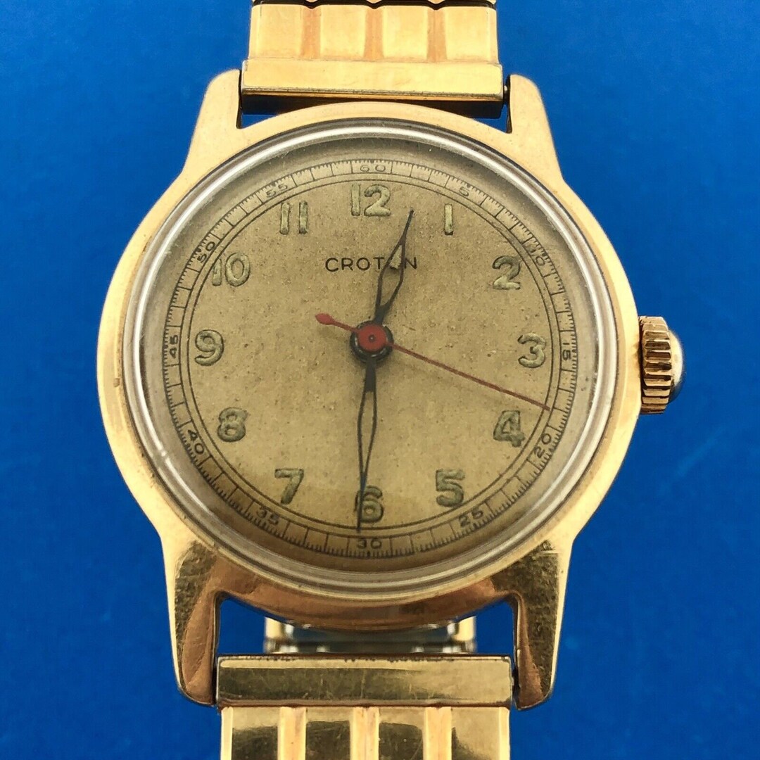 Art Deco Croton Automatic Mens 10K Yellow Gold 17j GEMEX Band Wrist ...