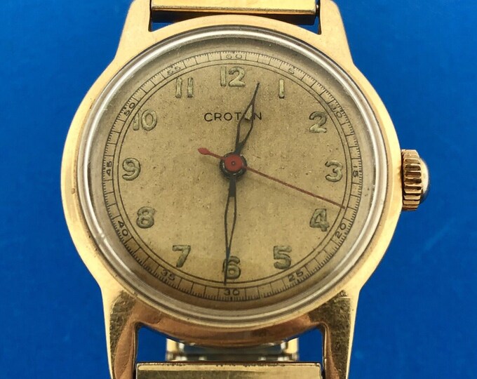 Art Deco Croton Automatic Mens 10K Yellow Gold 17j GEMEX Band Wrist ...