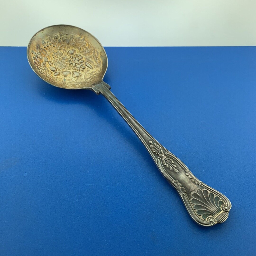 WA England 2 Pc Silverplate Kings Pattern Repousse Gold Wash Large ...