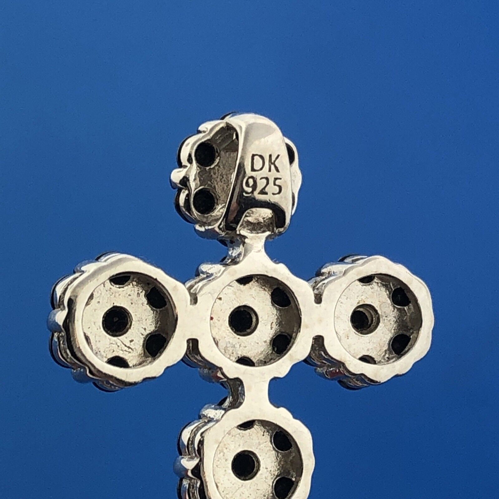 Designer DK Sterling Silver 925 Round Cut Onyx Religious Faith Cross ...