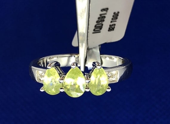 Designer TGGC Sterling Silver Pear Cut Citrine White Topaz Accented Band Ring Etsy Canada