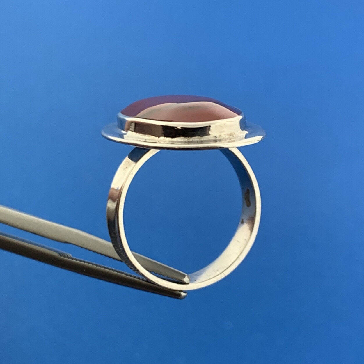 Vintage ATI Mexico 925 Sterling Silver Banded Agate Cabochon Finger ...