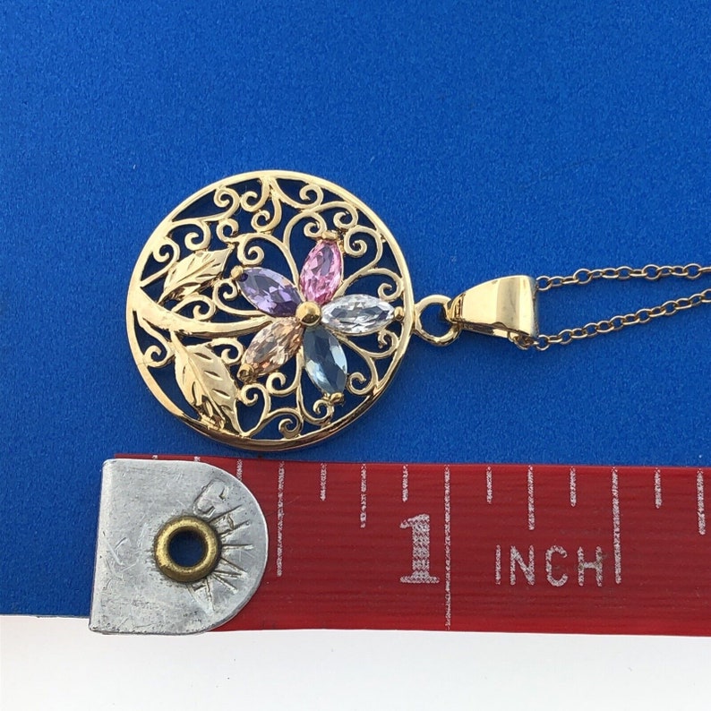 Stunning Vermeil Sterling Silver 925 Marquise Multi-color CZ Floral 18 ...