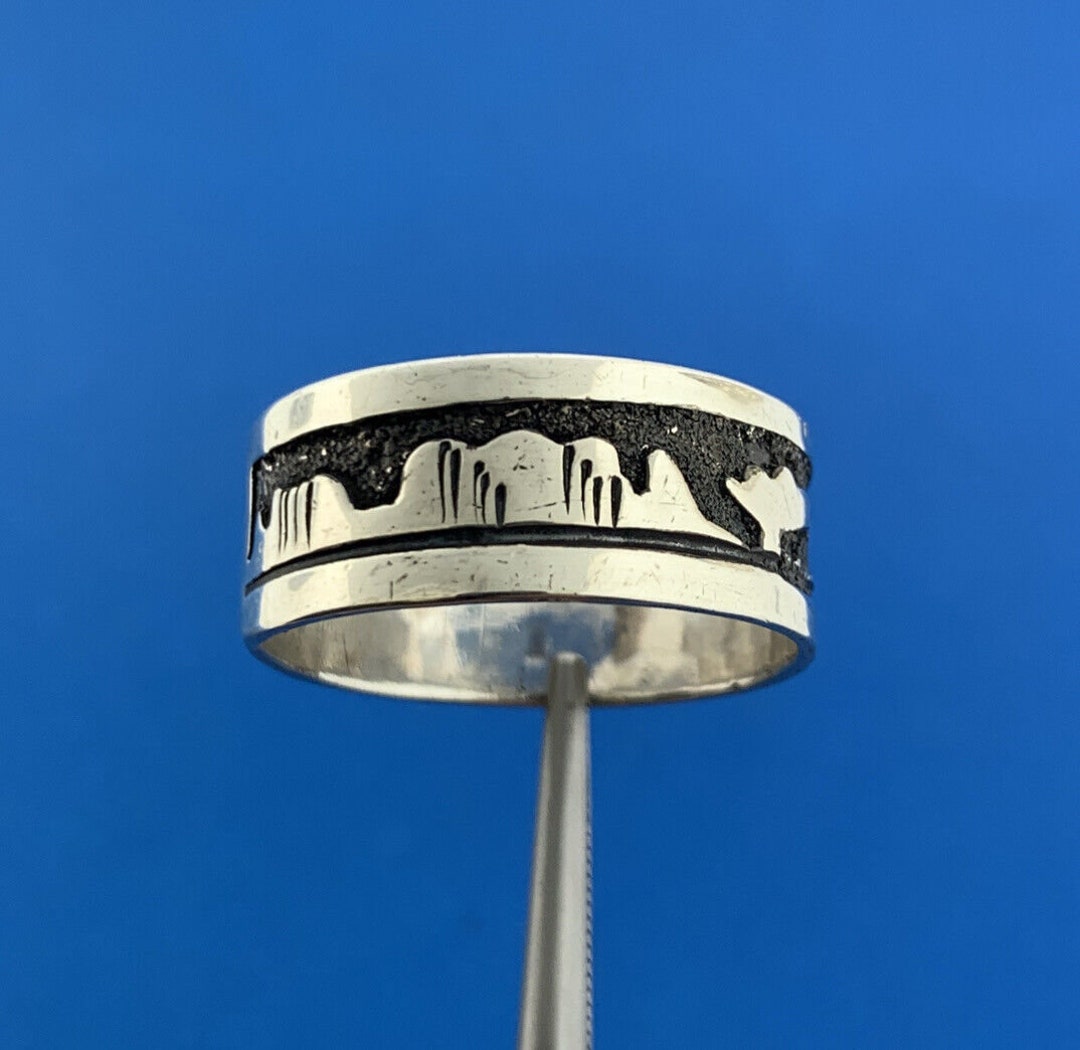 Old Pawn Native American Unsigned 925 Sterling Silver Storyteller Wide ...