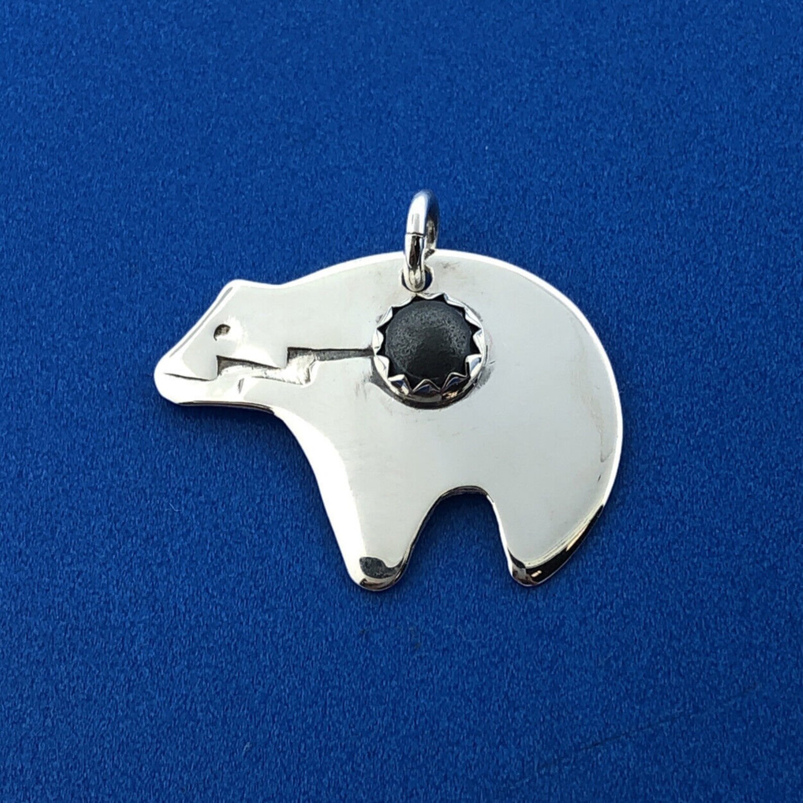 Native American Artist Herbert Tsosi 925 Sterling Silver Gray Stone ...