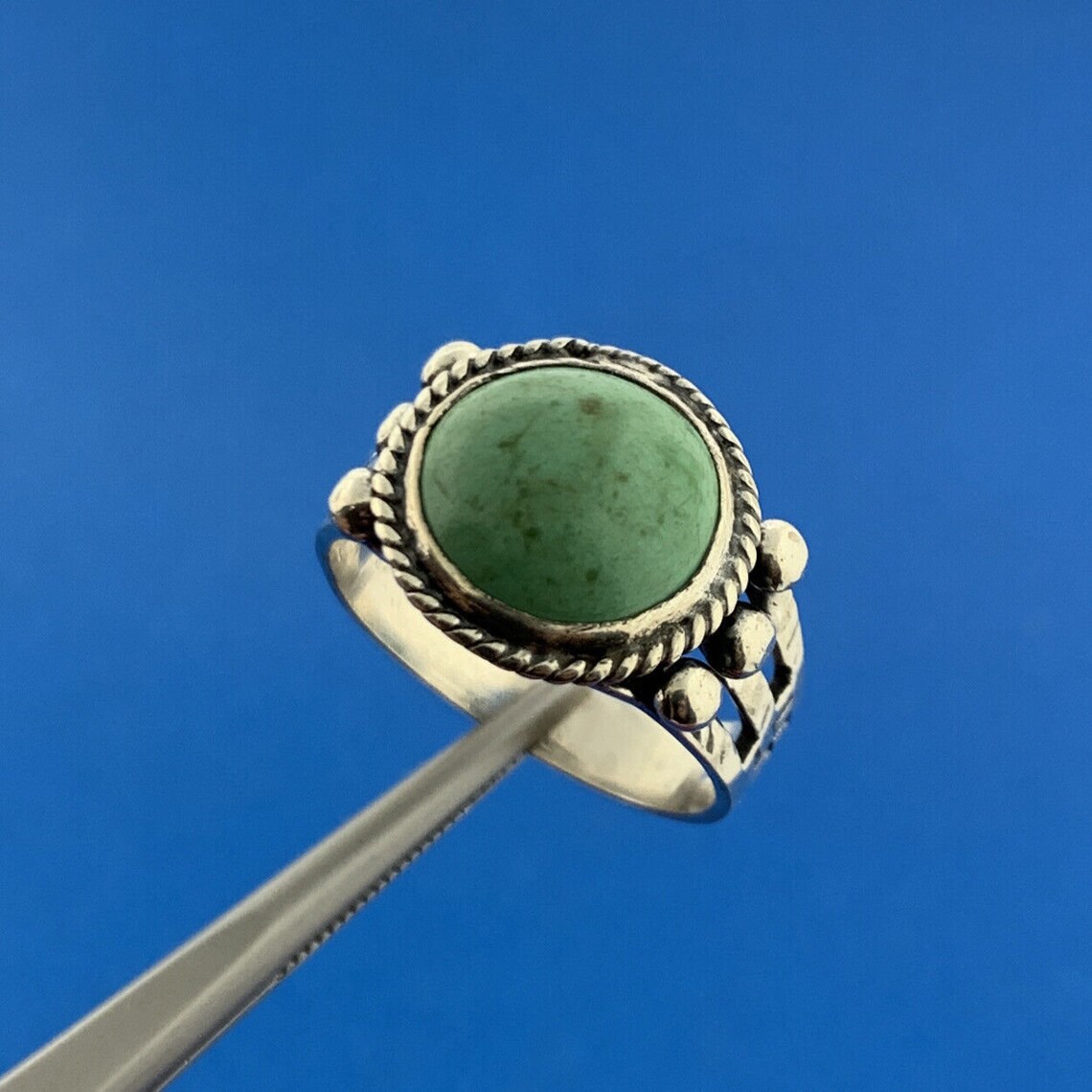 Vintage Native American 925 Sterling Silver Green Turquoise Storyteller ...