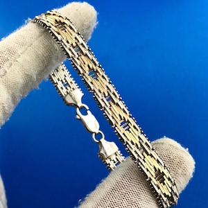 Designer Milor Italy 925 Sterling Silver Gold Two Toned Diamond Cut ...