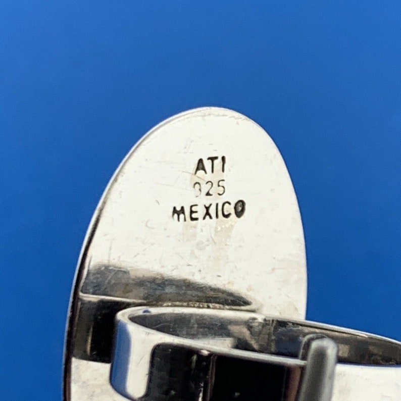 Vintage ATI Mexico 925 Sterling Silver Banded Agate Cabochon Finger ...