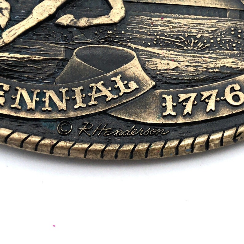 1976 Tony Lama Bicentennial Quarter Horse Racing Oval Brass Belt Buckle ...