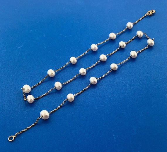 Designer RCI 14K Gelbgold Zuchtperle Station Halskette Etsy