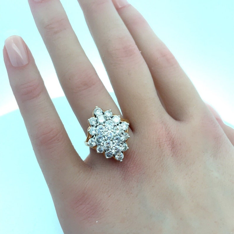 Vintage Designer 14K Yellow Gold Diamond Cluster Waterfall Cocktail ...