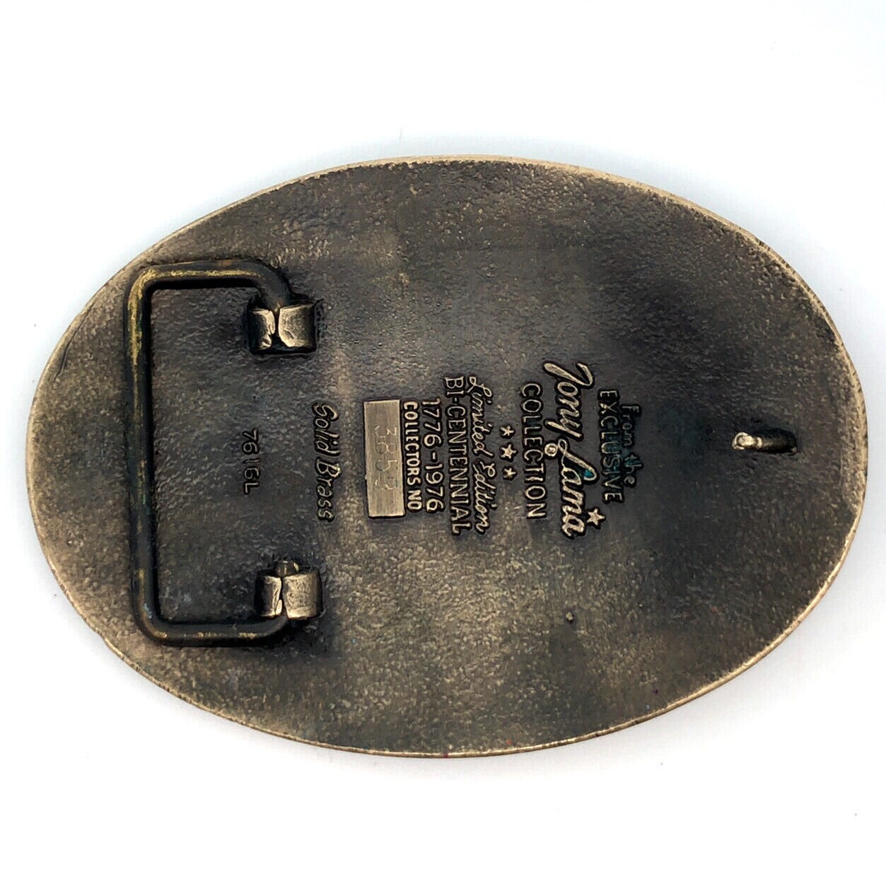 1976 Tony Lama Bicentennial Quarter Horse Racing Oval Brass Belt Buckle ...