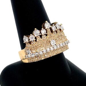 Designer Dadwani 10K Yellow Gold Diamond Pave Crown Statement Ring - Etsy