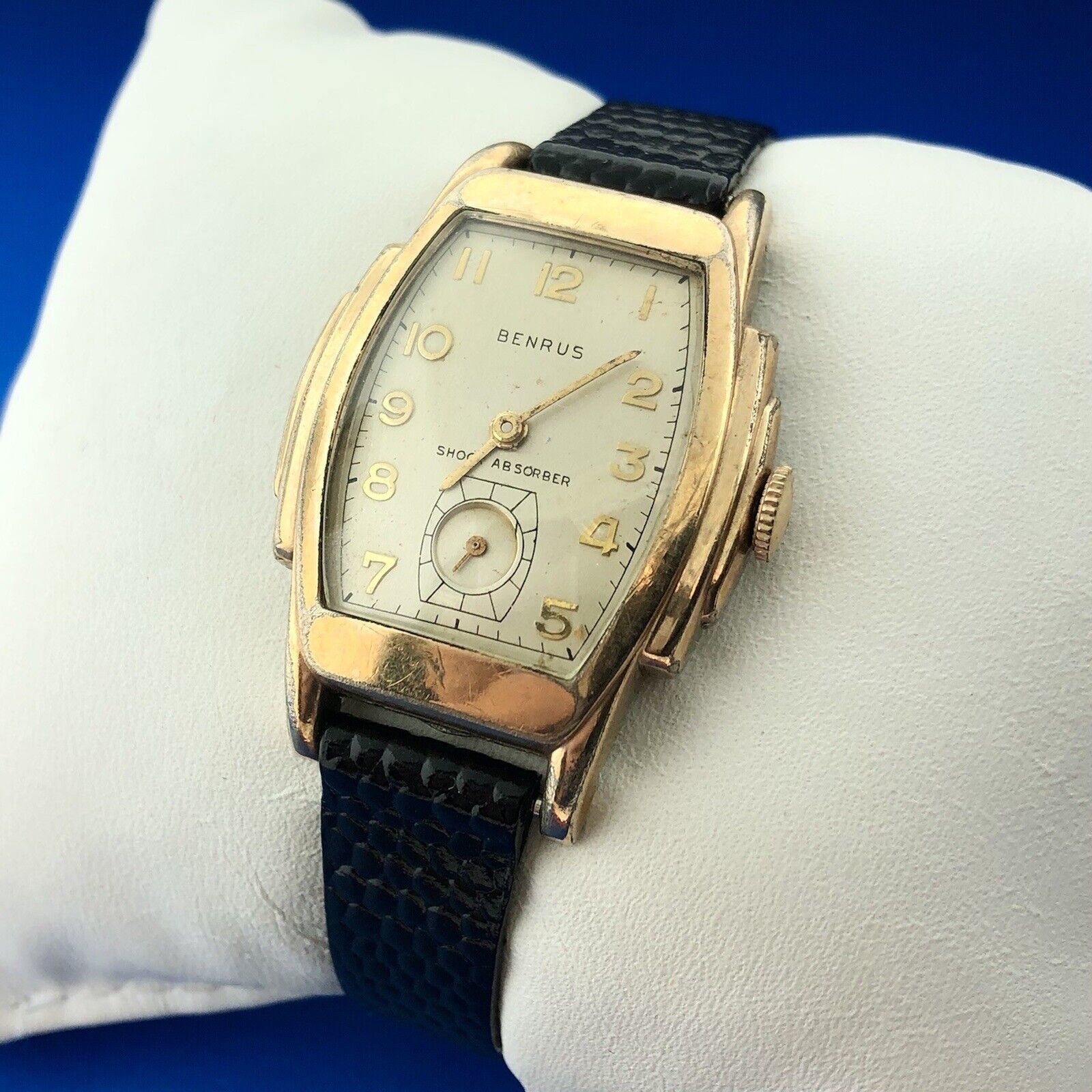 Mid Century Benrus Shock Absorber Model BB3 Gold Filled Step Bezel Tank ...