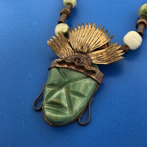 Casa Maya Mexico Brass Copper Jade South American Aztec Head 26" Tribal ...